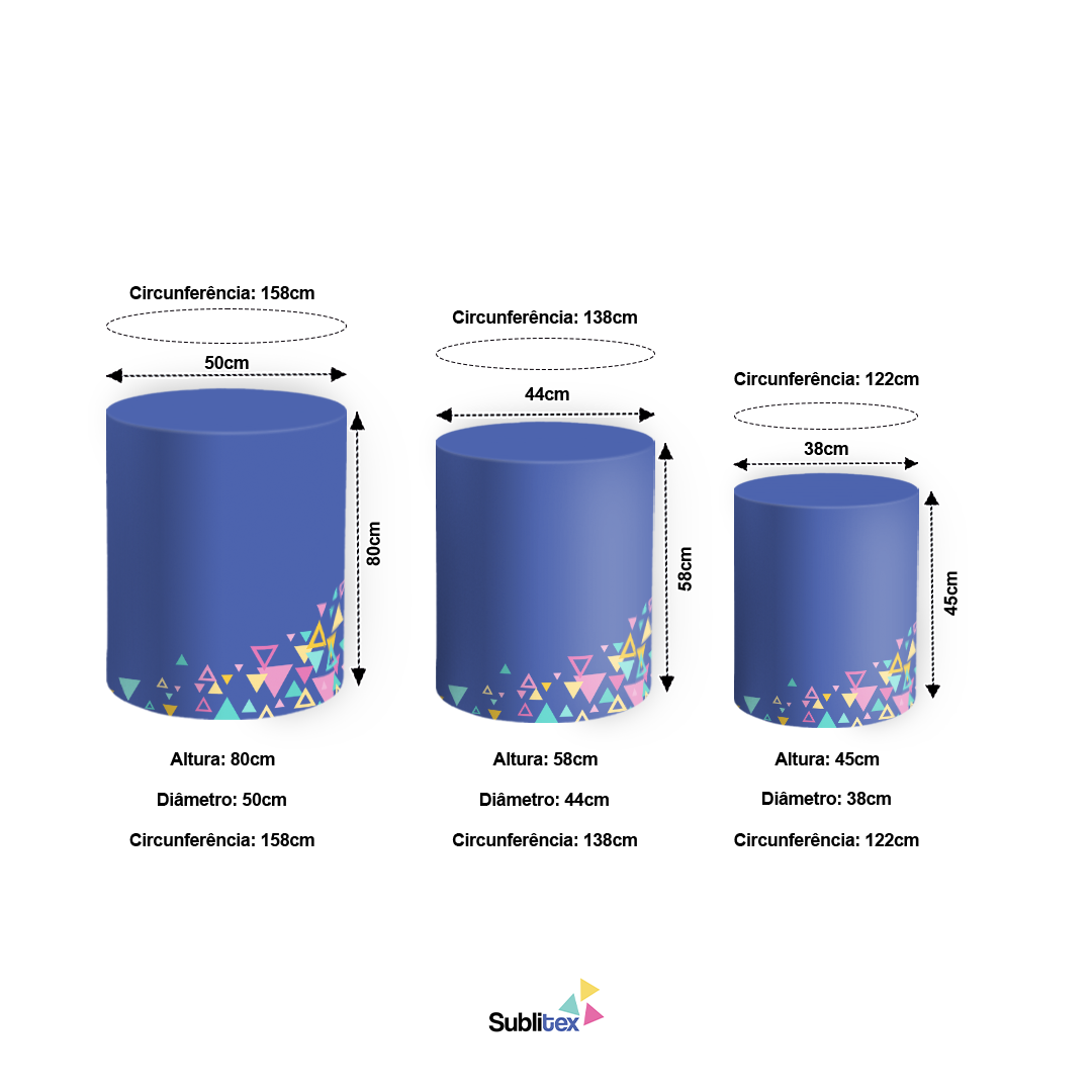Trio Cilindro - Autismo - Sublimado 3D + Elástico - Sublitex Painéis
