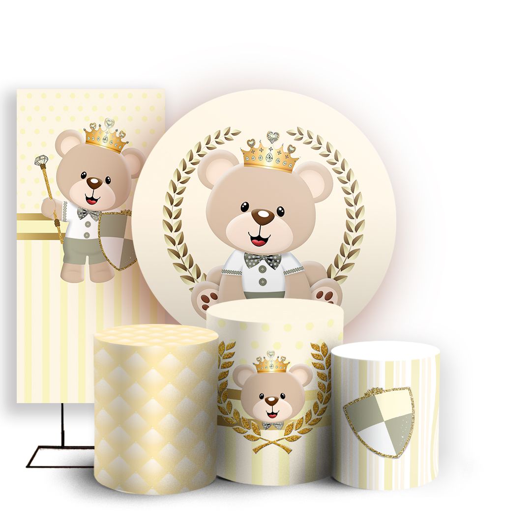 KIT Redondo Trio e Faixa - Príncipe Urso - Sublimado 3D - Sublitex painéis