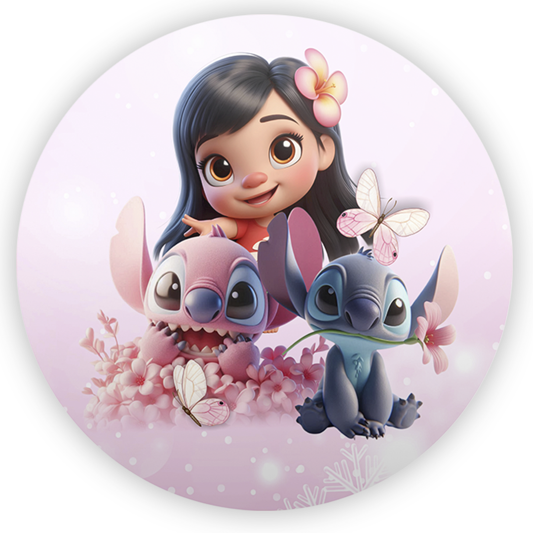 Mini Painel - Stitch Rosa - Sublimado 3D - Sublitex painéis