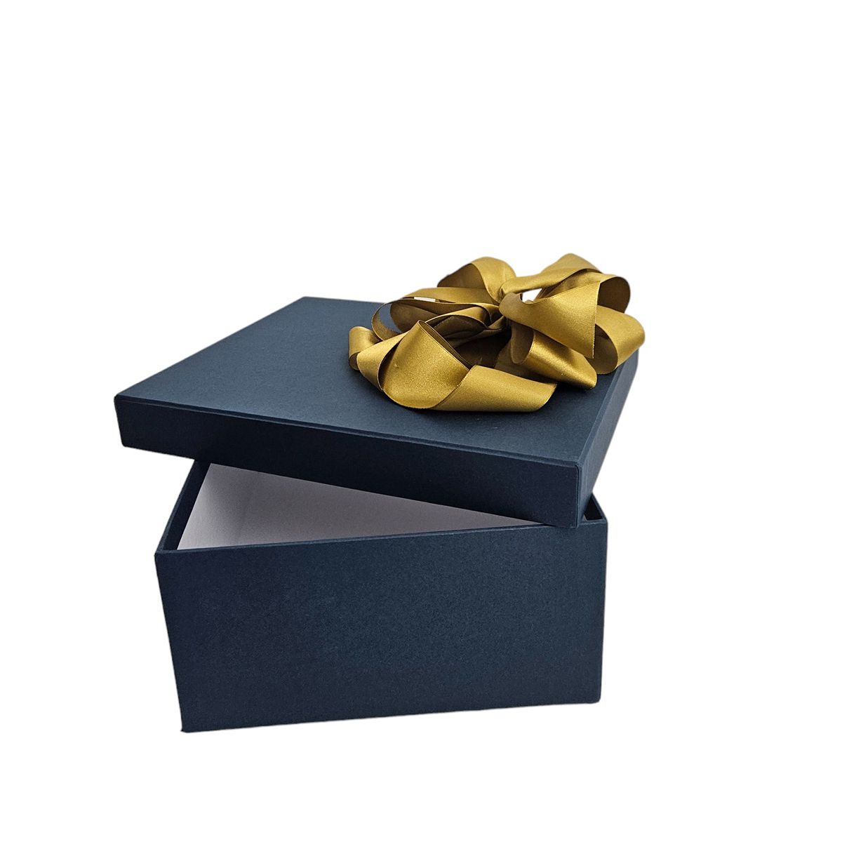 Caixa de Presente 20x25x10 Azul Marinho Laco Dourado - CraftImbui