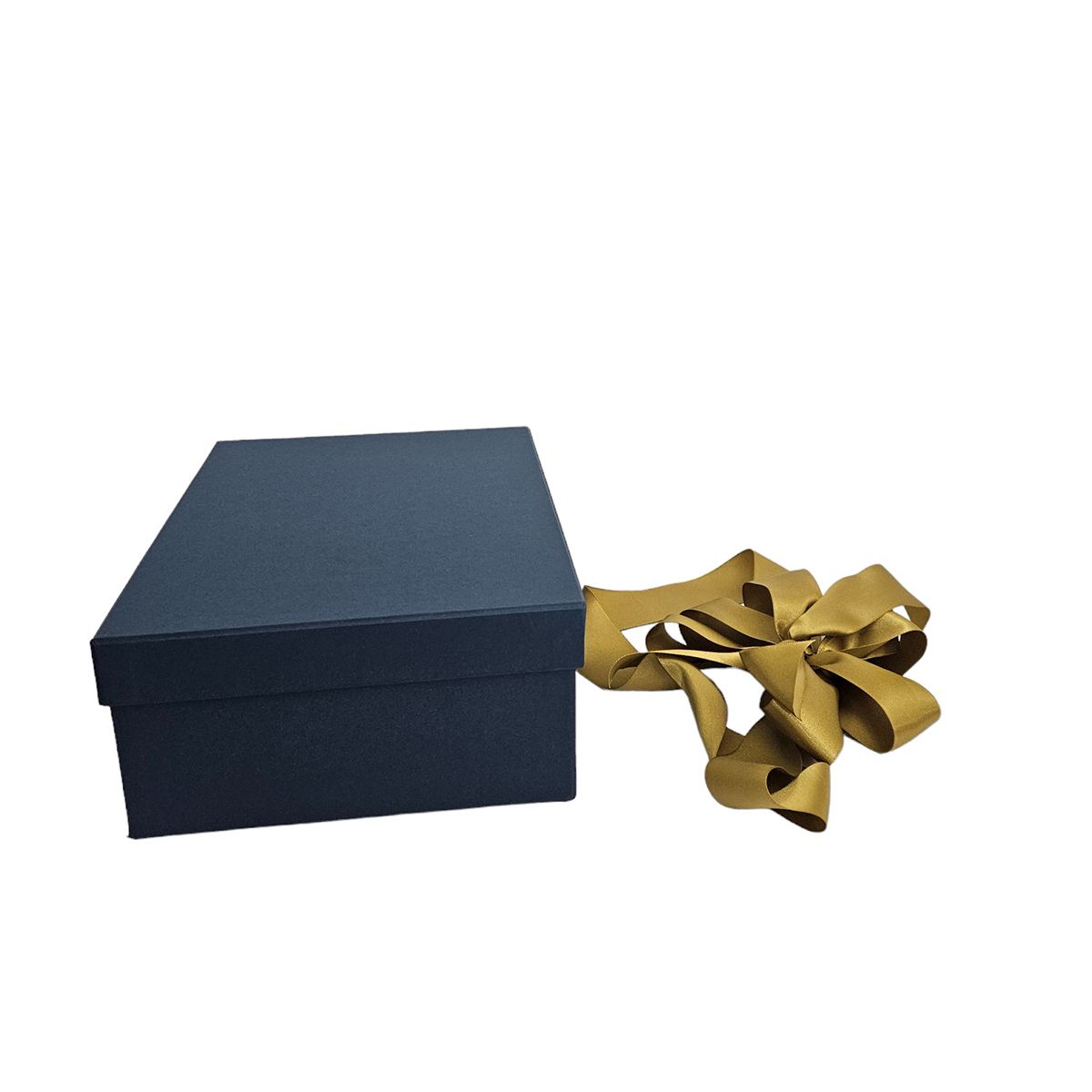 Caixa de Presente 20x25x10 Azul Marinho Laco Dourado - CraftImbui