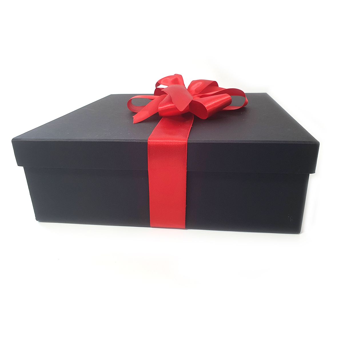 Caixa de Presente 25x20x15 Cartonada Preta Laço Vermelho - CraftImbui