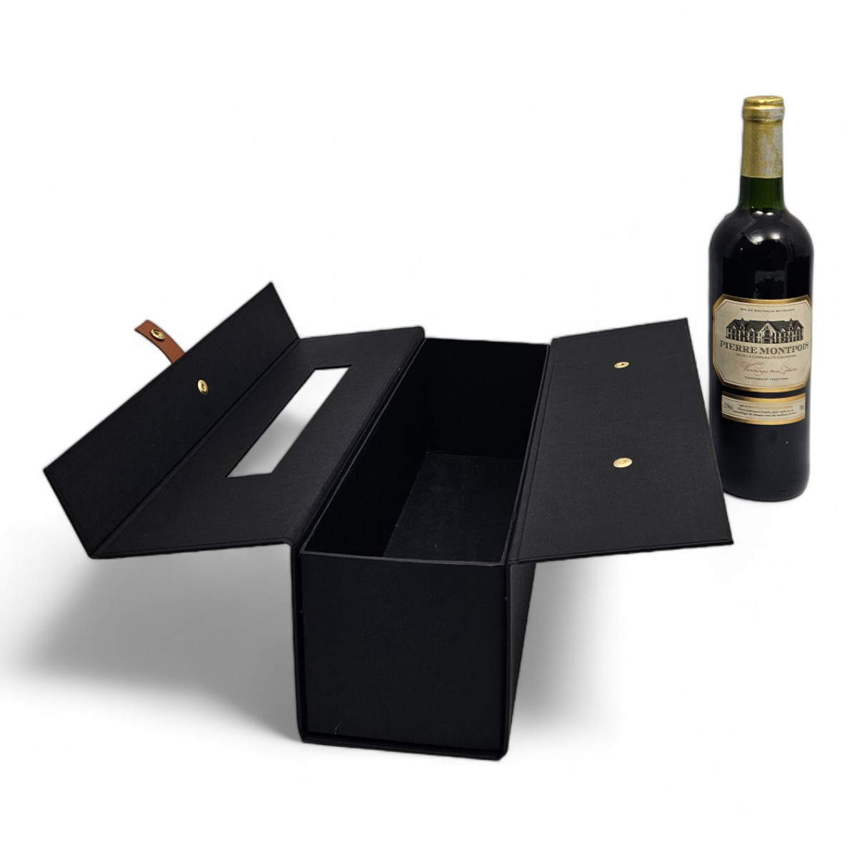 Caixa De Presente 33x10x10 Cartonada Vinho Alça De Couro - CraftImbui