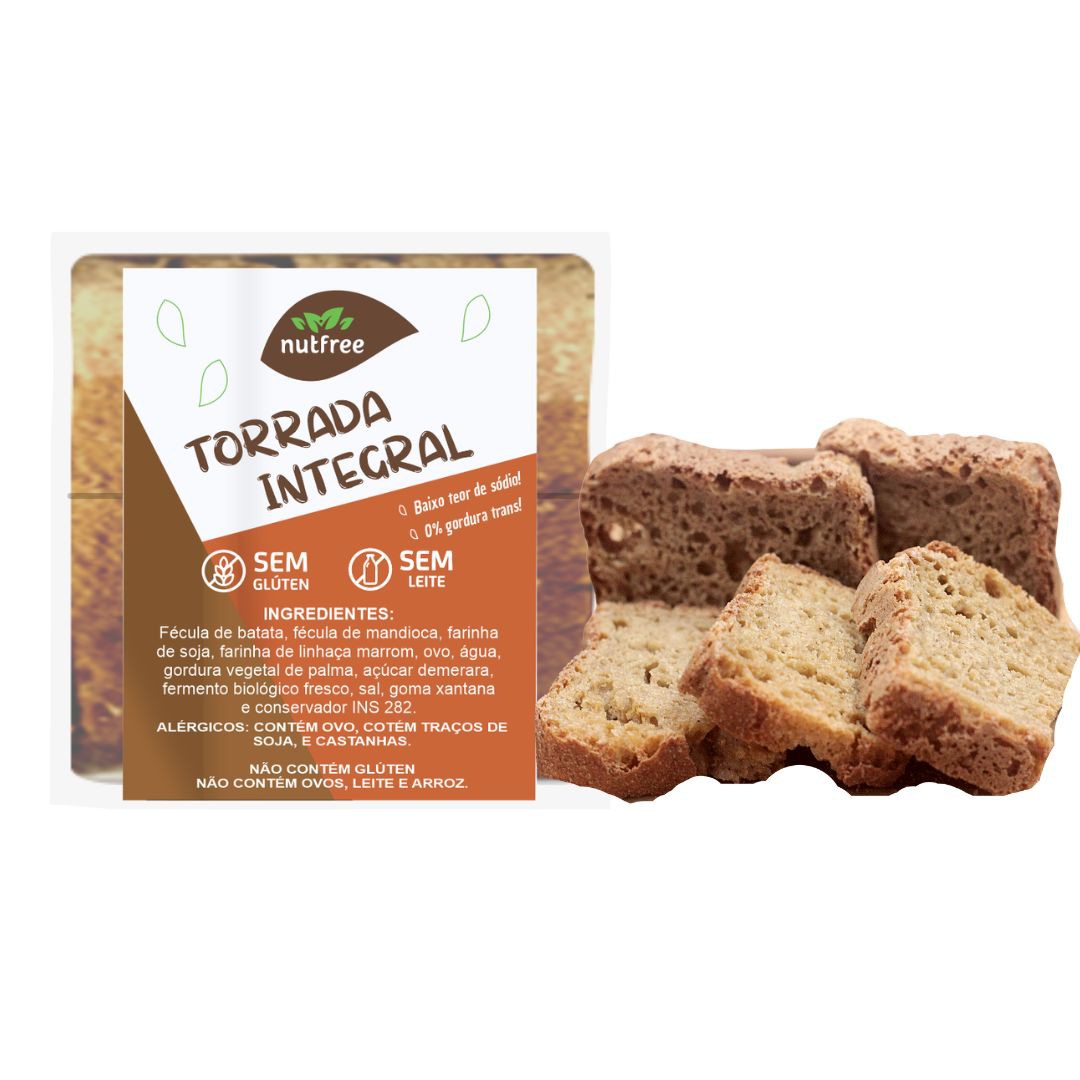 Torrada saudável e integral - Sem glúten, Sem Leite, Veganos e Sem açúcar