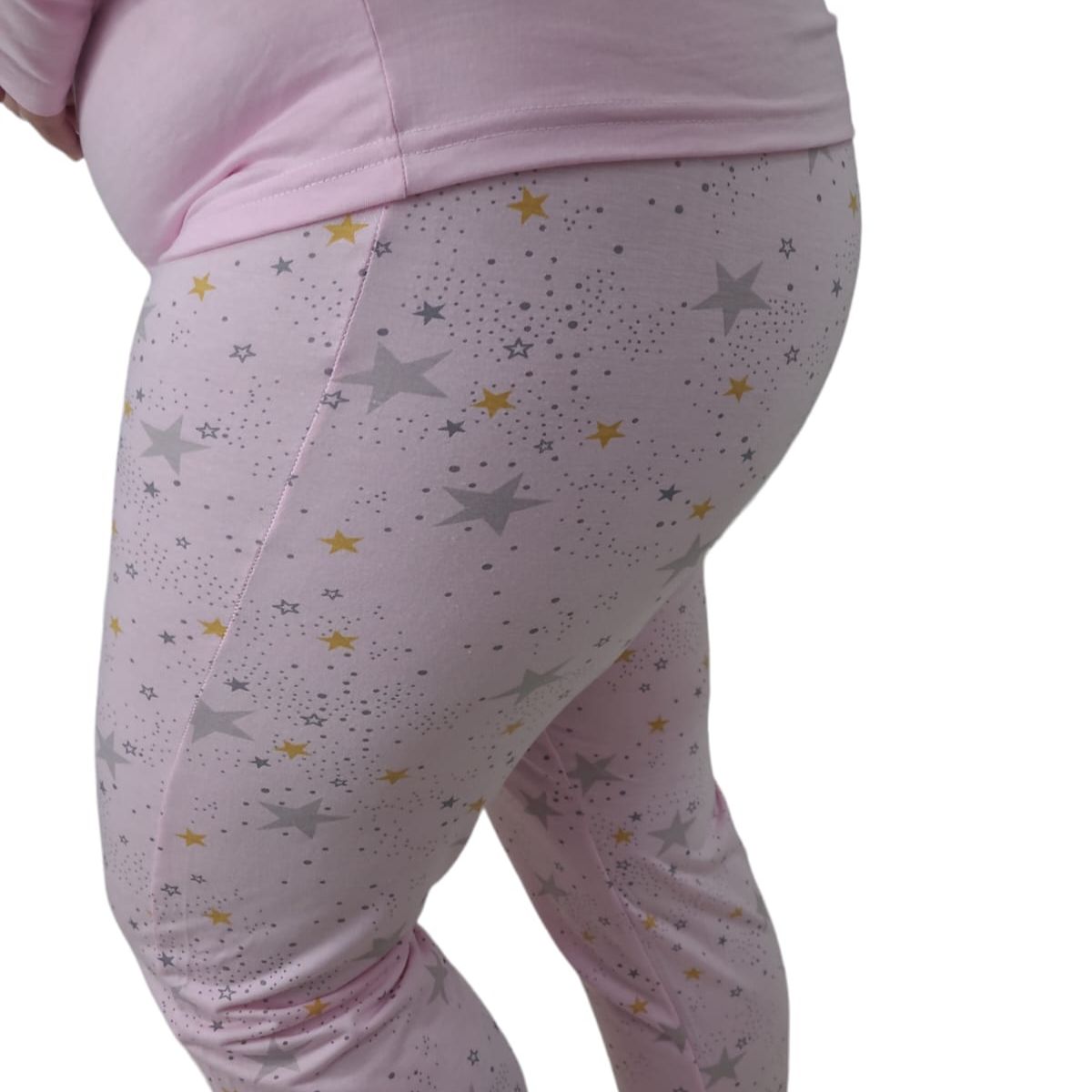 Pijama Feminino Adulto Manga Longa Estrelas Izitex - Outlet do Brás