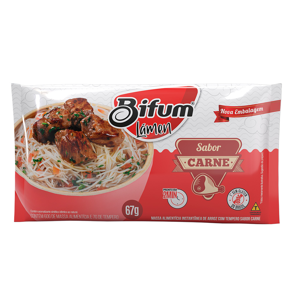 Kit 5unid Macarrão Arroz Bifum Lámen Sabor Carne 67g Sem Glúten - A loja da Bifum Brasil