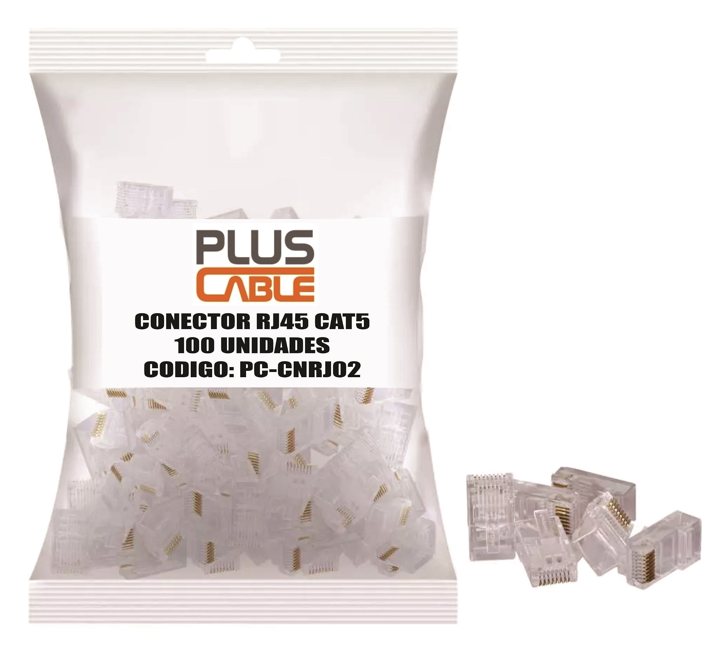 100 CONECTOR CONECTORES RJ45 CAT5 PLUS CABLE PC-CNRJ02 - Aries ...