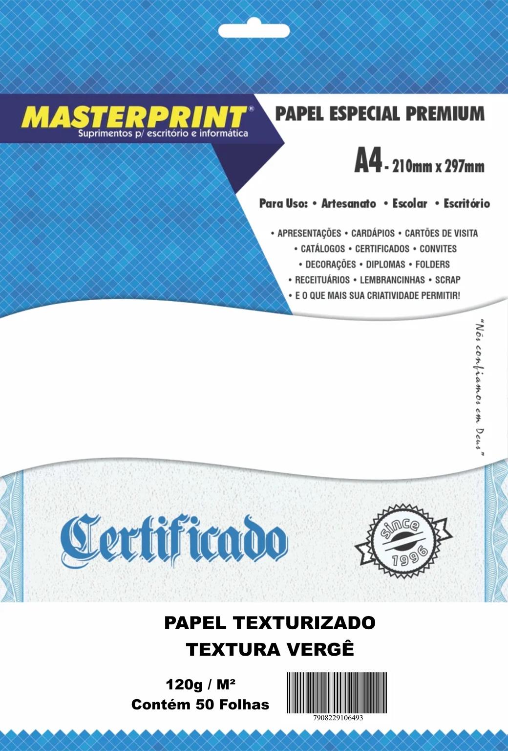 PAPEL BRANCO VERGÊ MASTERPRINT A4 50 FOLHAS 120G - Aries Informática ...