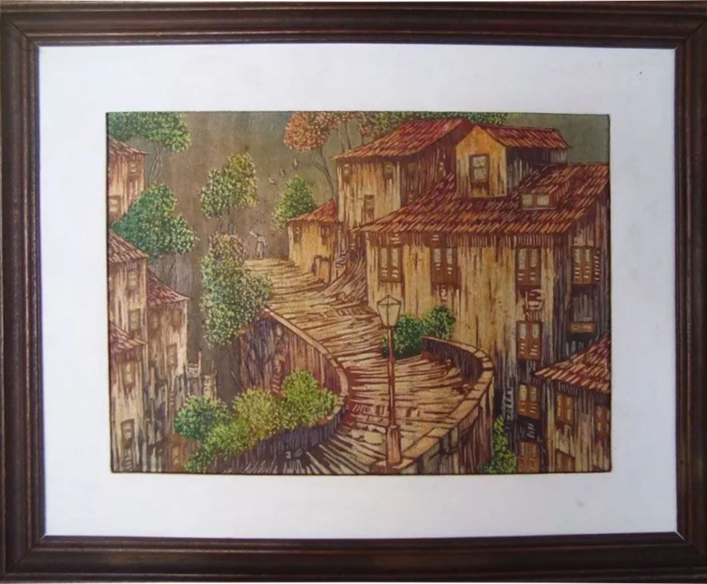 Sergio Pinheiro - Quadro, Pintura, Óleo s/ Pirogravura, 1985 - Lenach ...