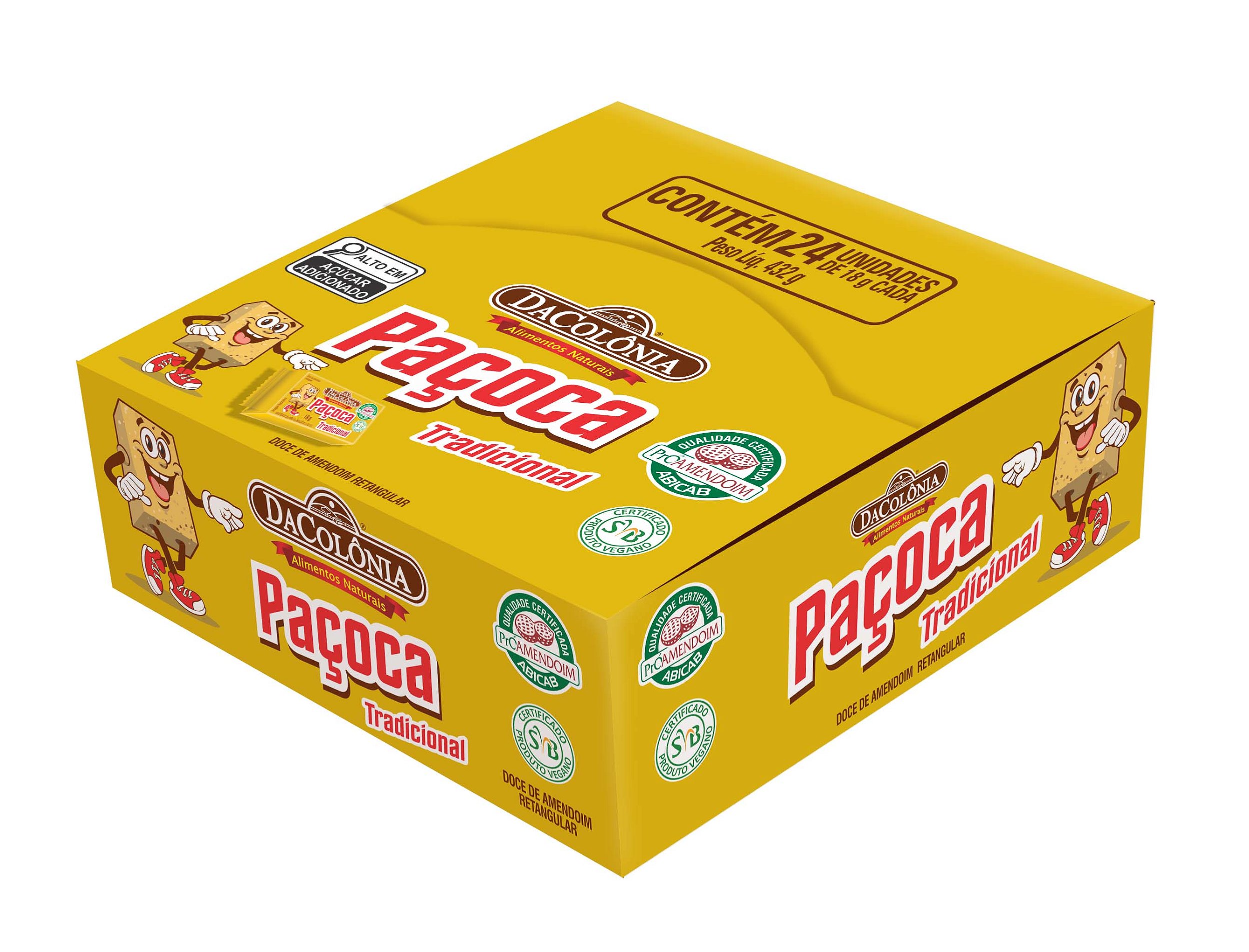Paçoca Retangular Tradicional Display 432g c/ 24un - Loja virtual ...