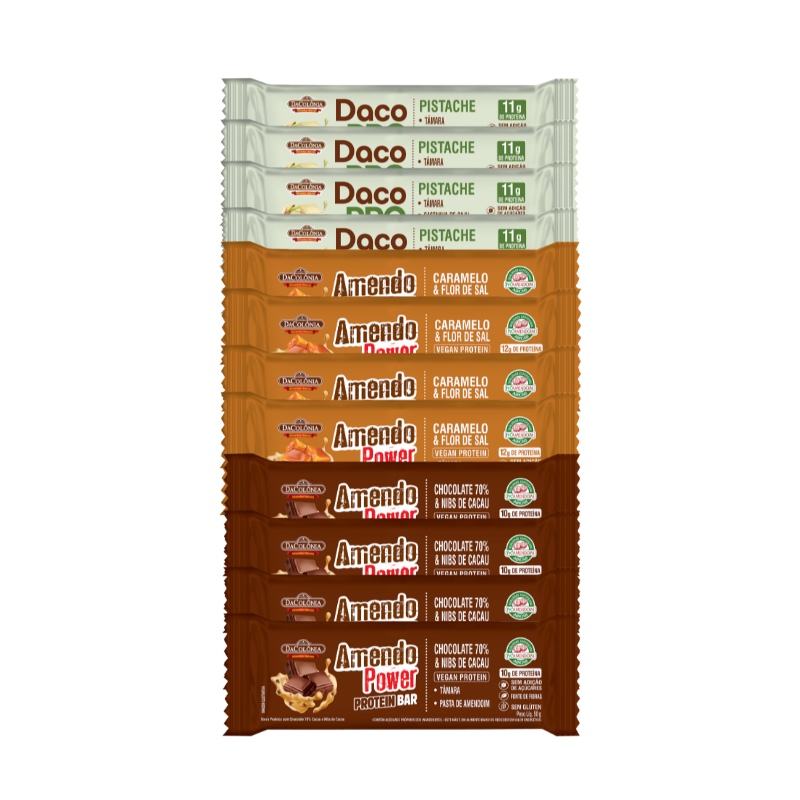 Combo DacoPro Vegan Protein 12 Barras ( 3 x 4 un por sabor: Caramelo ...