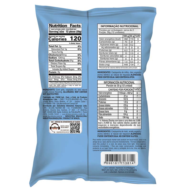 Snack de Milho sabor Requeijão 45g - Loja virtual DaColônia Alimentos ...