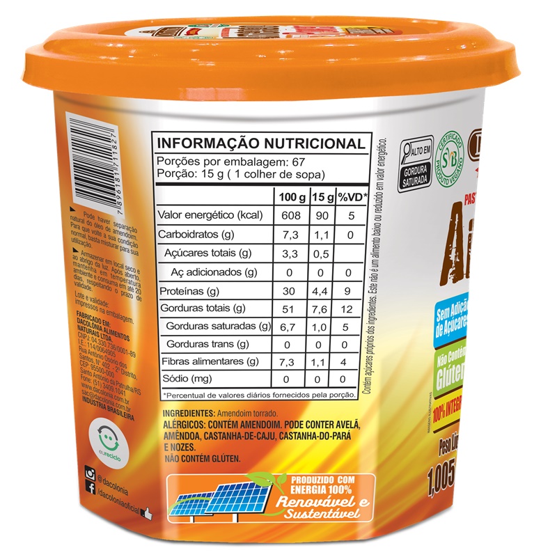 Pasta Integral de Amendoim Amendo Power Crunchy de Granulado de ...
