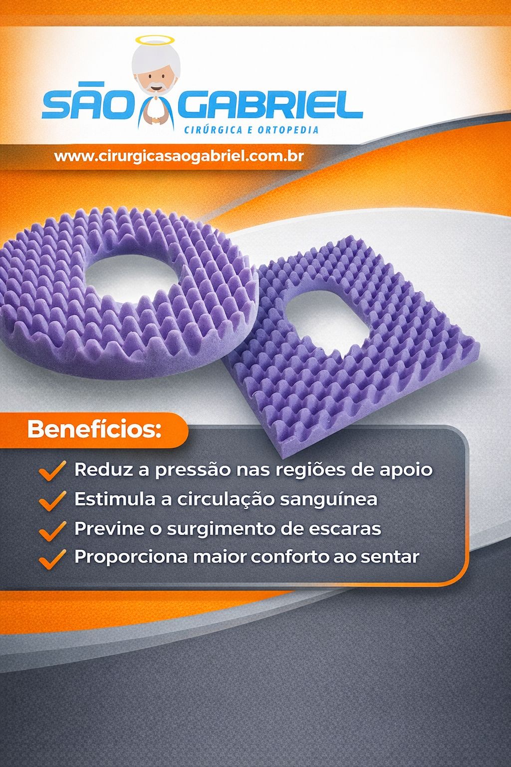 Almofada Caixa de Ovo Bioflorence Redonda - Cirúrgica São Gabriel ...