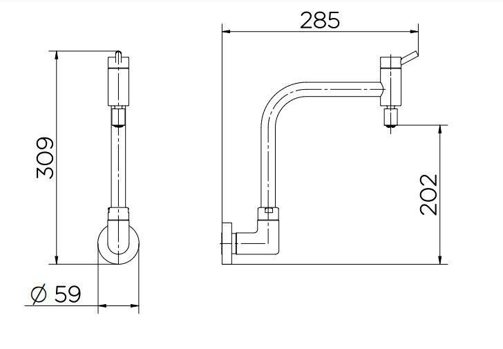 Torneira para cozinha de parede bica móvel 90° Nova Lóggica 1138206 ...