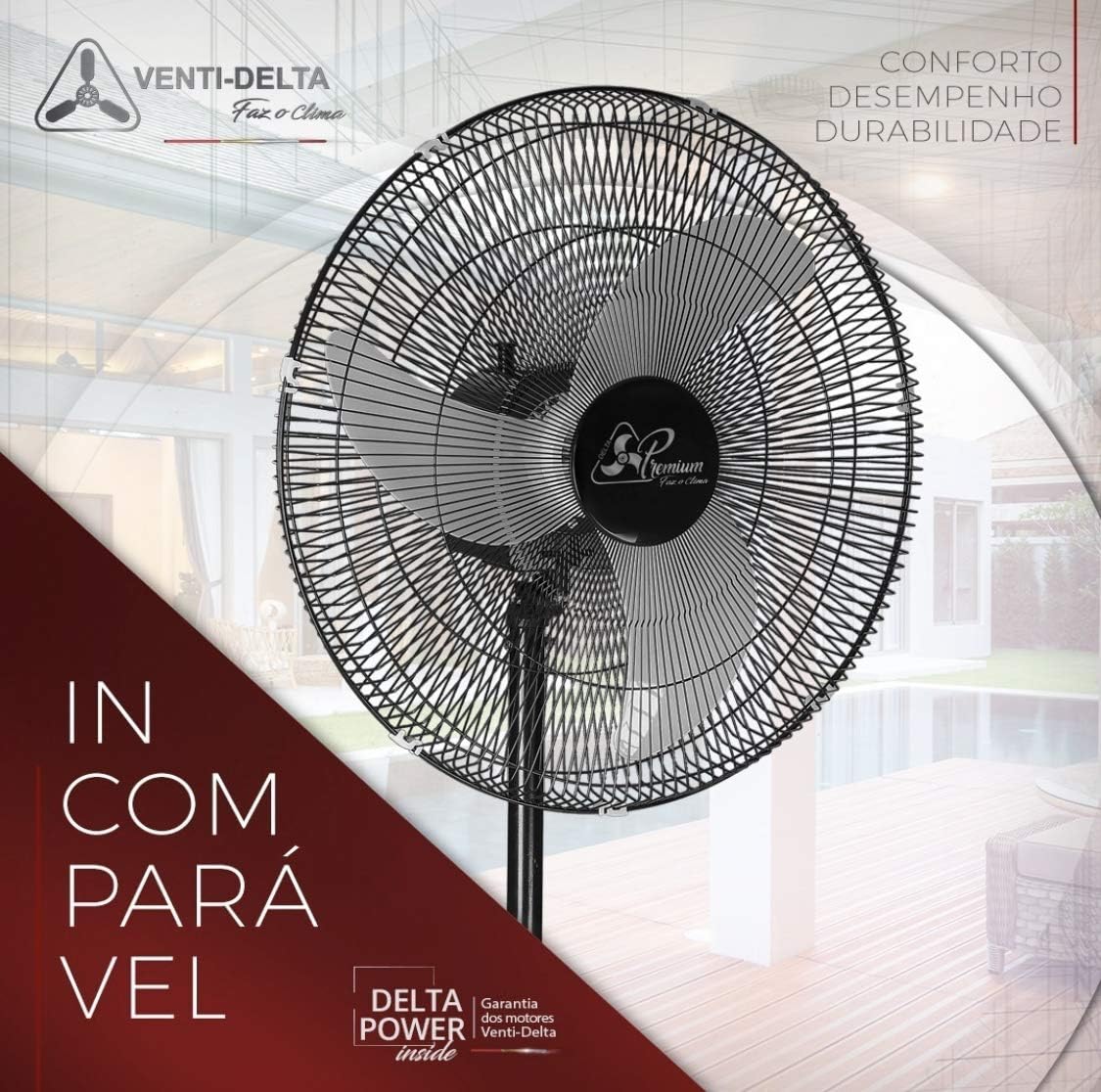 Ventilador Oscilante de Coluna Premium 60cm com 3 Pás 170W Venti-Delta - Bem-vindo à Multmaxx