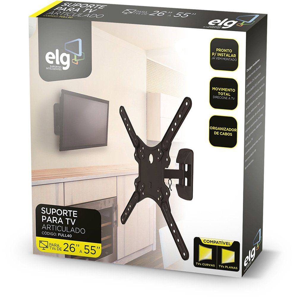 Suporte Articulado de Parede para TVs LED/Plasma/LCD/3D/Curva de 26" a ...