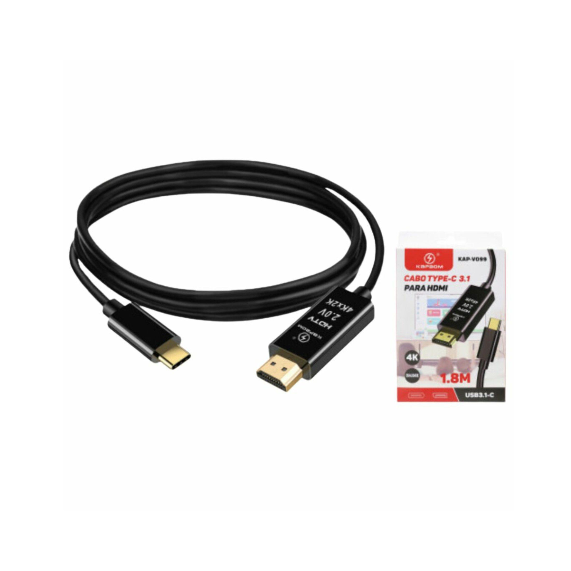 Cabo USB-C Macho 3.1 para HDMI Macho Kapbom KAP-V099 - SL Shop - A ...