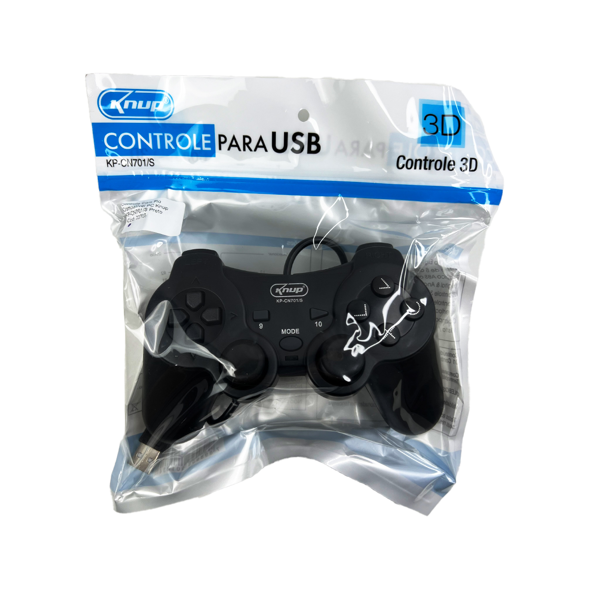 Controle Com Fio Compatível PC Knup KP-CN701/S Preto - SL Shop - A ...