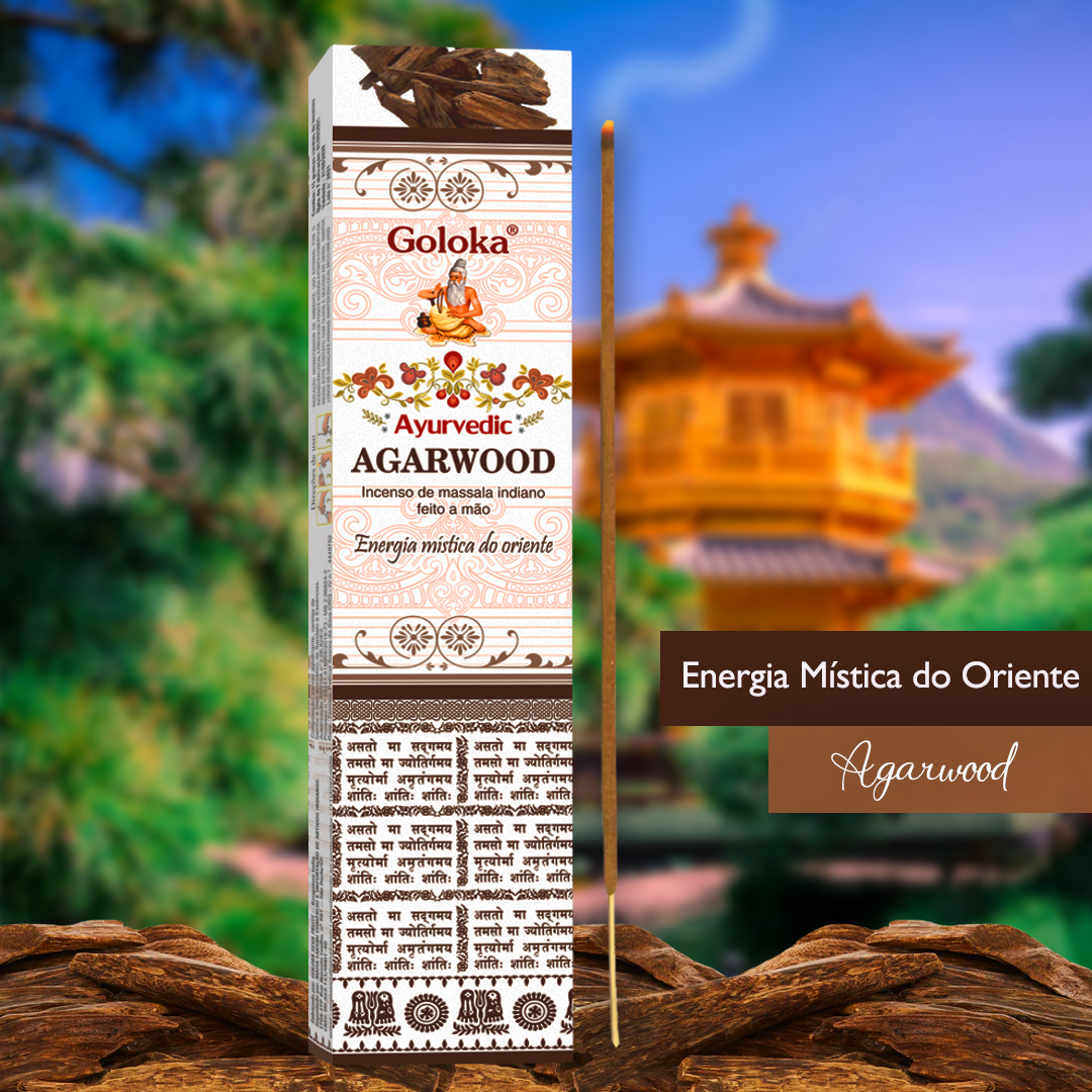 Incenso Indiano Goloka Ayurvedic Agarwood Energia mística do Oriente ...