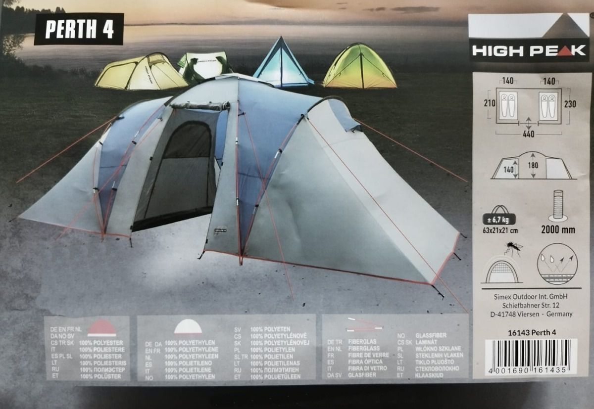 Barraca Camping Grande 2 Quartos 4 Pessoas 2000mm Impermeável Alta ...