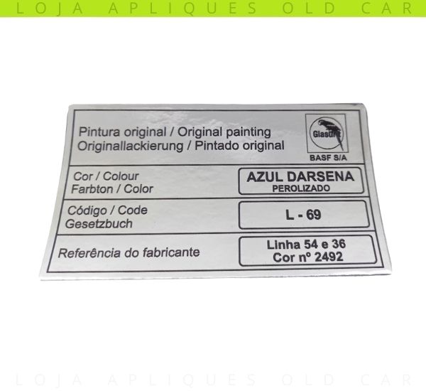 ADESIVO AZUL DARSENA GLASURIT BASF / COR PINTURA LINHA CHEVROLET ...