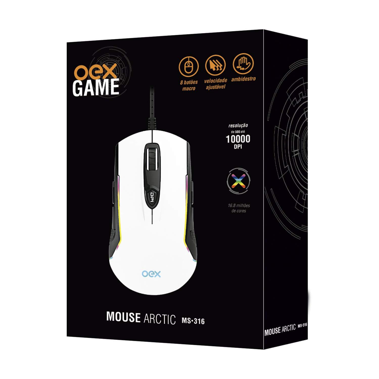 Mouse Gamer OEX Arctic, RGB, 10000 DPI - MS316 - Comptech - Informatica ...