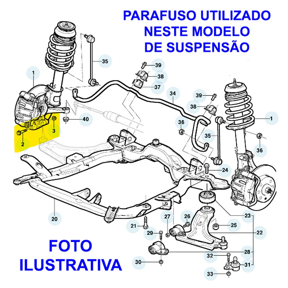 Parafuso Pivo Suspensão Bandeja Celta Corsa Montana Cobalt Meriva Spin ...
