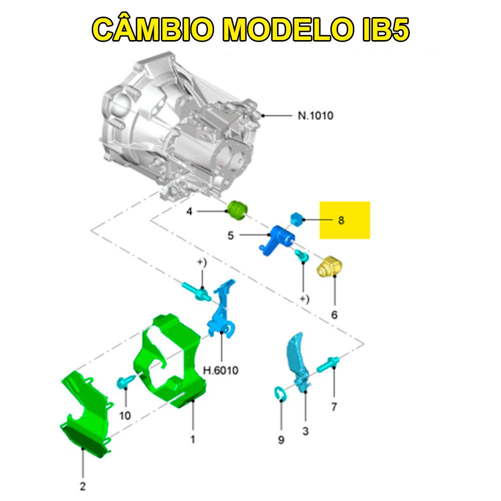 Bucha Trambulador Eixo Seletor FORD Cambio IB5 97ZT7C445AE - RM 13 Auto ...