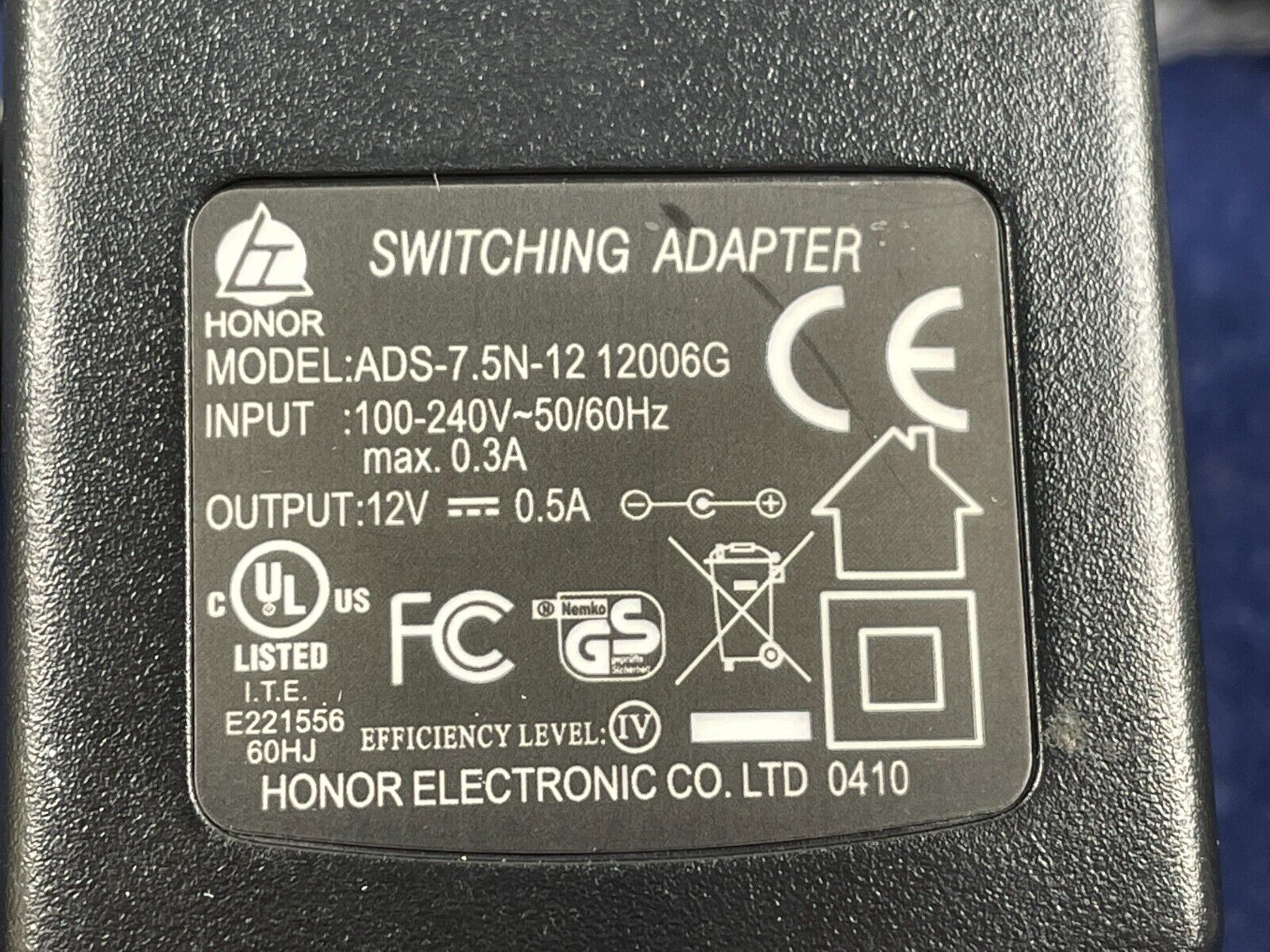 Fonte De Energia 12v/0.5a 2535-023500 / Ads-7.5n-12 Pino P4 C/ Rosca E ...