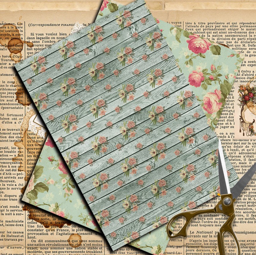 Papéis para Colagem A5 Flores e Estampas - Retro Style - Papel Retrô ...