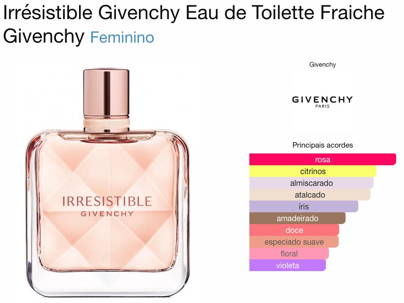 GIVENCHY IRRESISTIBLE FRAICHE FEMININO EAU DE TOILETTE - Beaty Outlet ...
