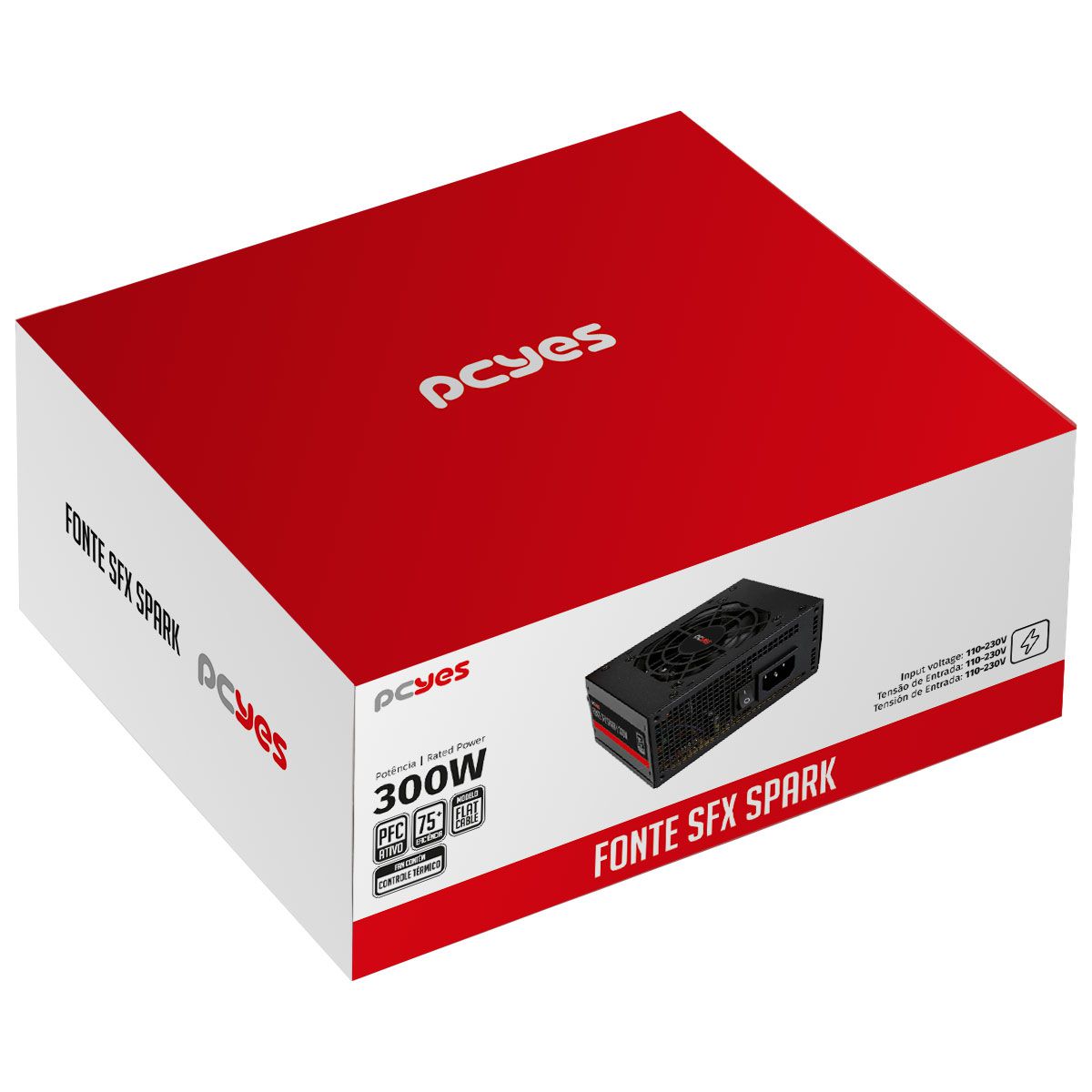 FONTE SFX PCYES SPARK 300W SLIM PFC ATIVO - Ponto Digital Informática