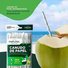 Canudo Papel Branco Embalado Individualmente latas/refri Natural 100 ...