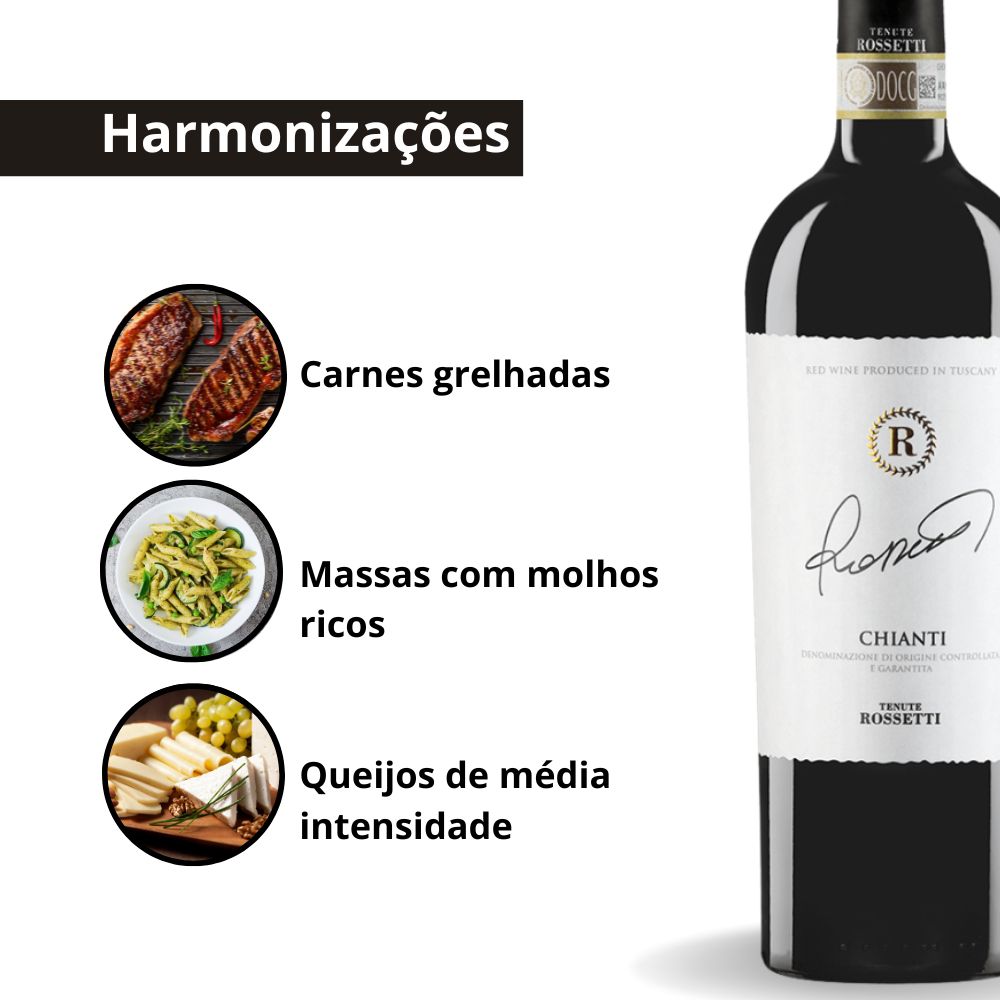 Vinho Rossetti Chianti Italiano Tinto DOCG 750ml - Emporio Campo Gourmet