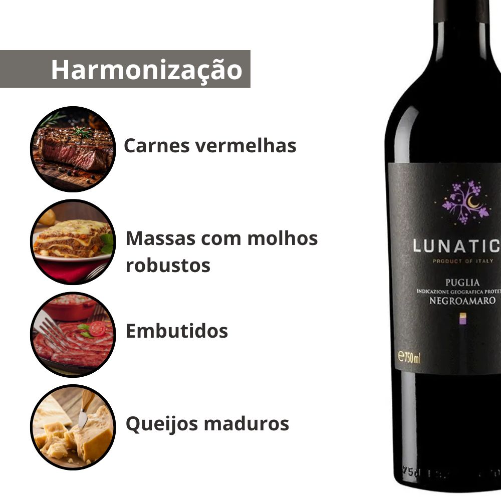 Vinho Lunatico Negroamaro Puglia Tinto Italiano IGP 750ml - Emporio ...