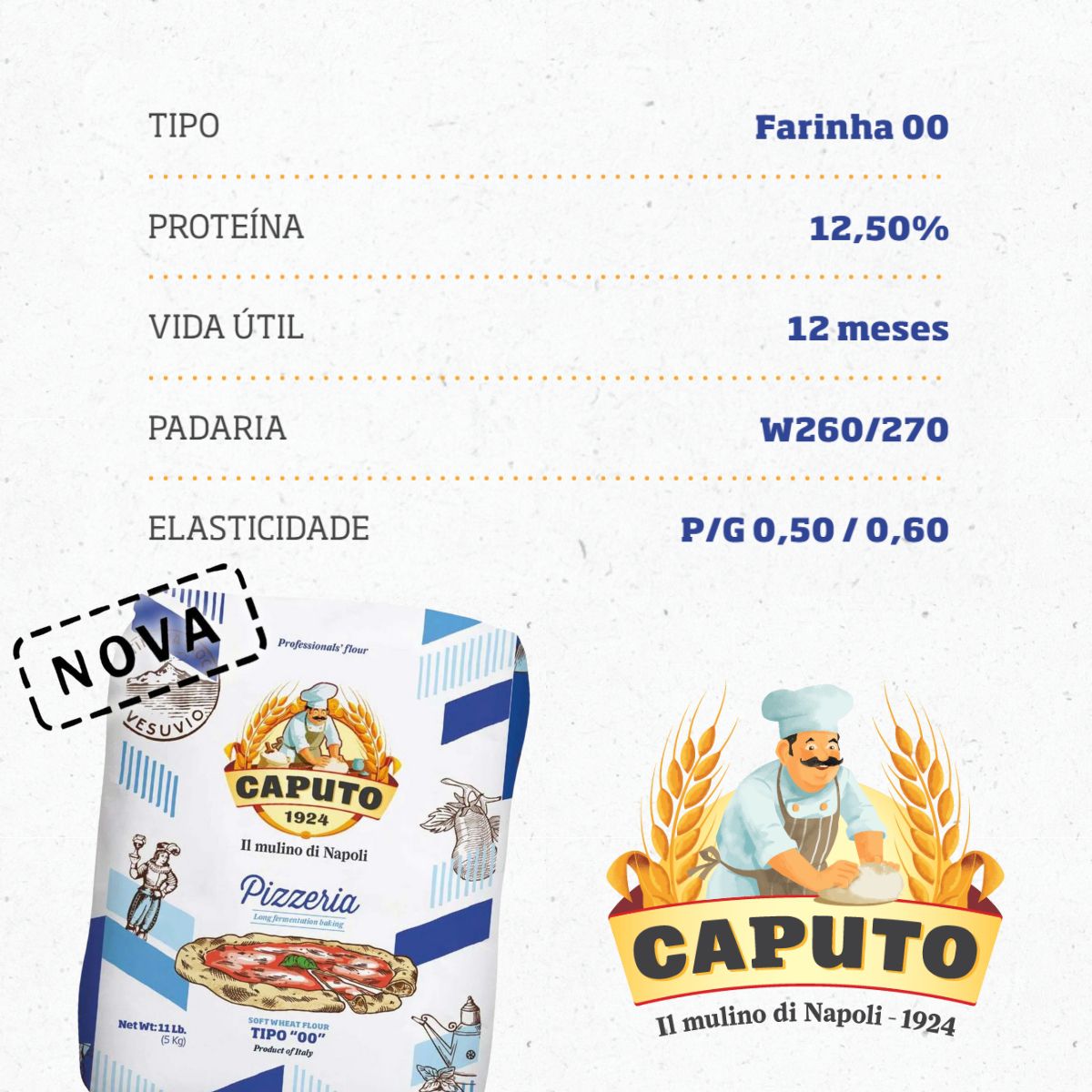 Farinha Italiana Tipo 00 Caputo Pizzeria 5Kg - Emporio Campo Gourmet