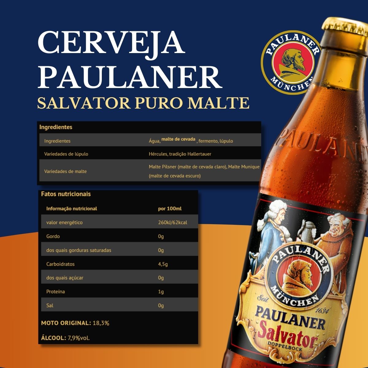 Cerveja Paulaner Salvator Puro Malte Alemã Garrafa 330ml - Emporio ...
