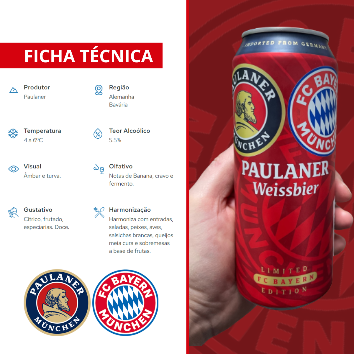 Kit 24 Cerveja Paulaner Weissbier FC Bayern München 500ml - Emporio ...