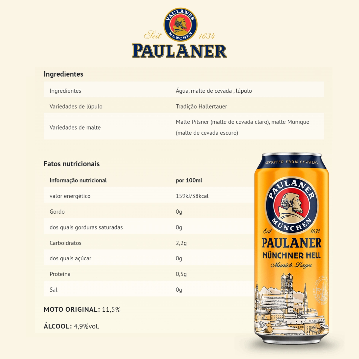 Cerveja Alemã Paulaner Munchner Hell Lata 500ml Kit 24 Unds - Emporio ...
