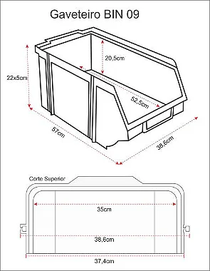 Caixa plástica bin numero 9 | caixa bin 9 | bin 9 | Plastcomp - Plastcomp - Venda de caixas ...
