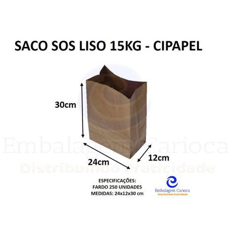 SACO SOS LISO 24X12X30 15KG FD C/250 CIPAPEL - Embalagem Carioca