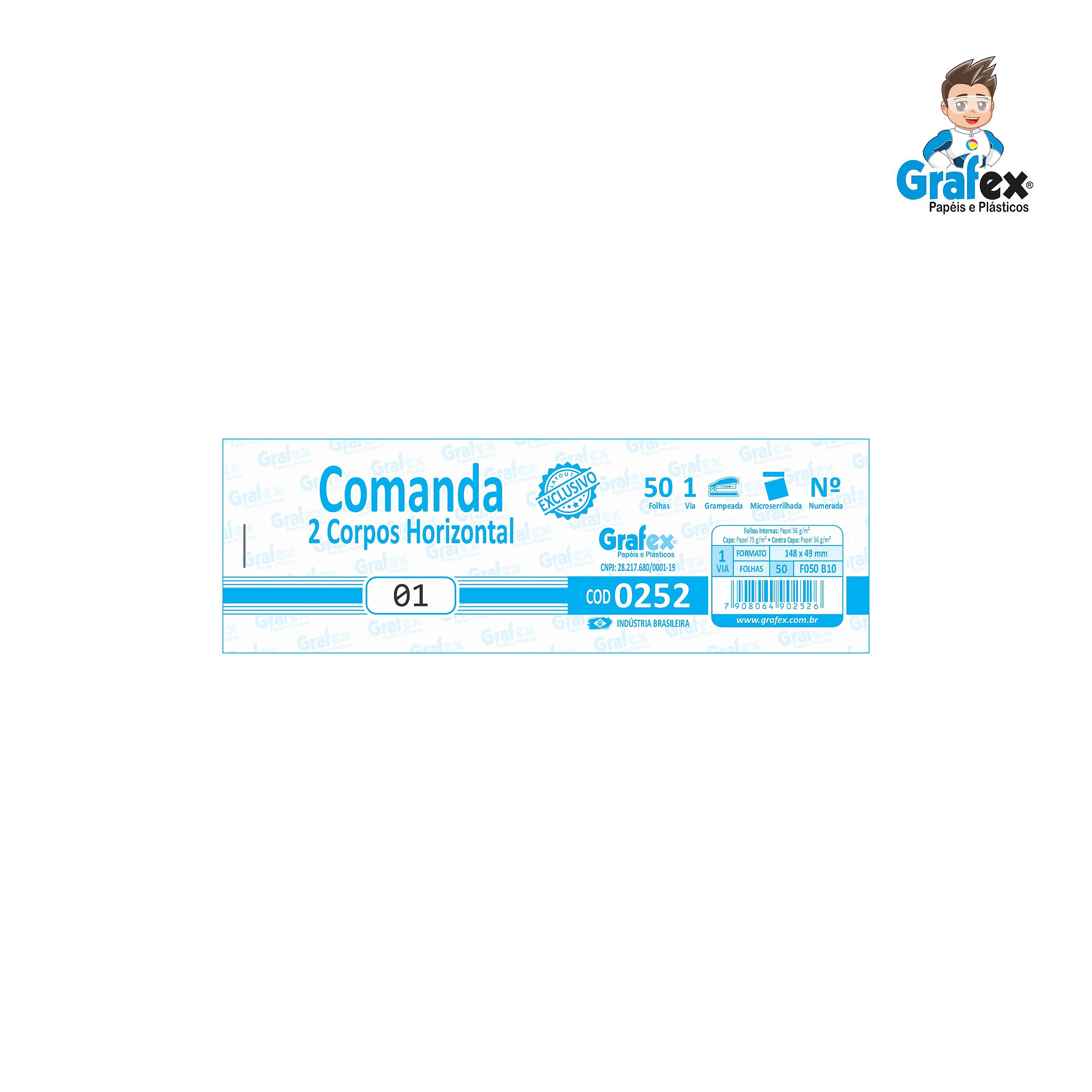 Grafex Cod 0252 - Comanda 2 Corpos Horizontal c/50 Folhas - Grafex ...