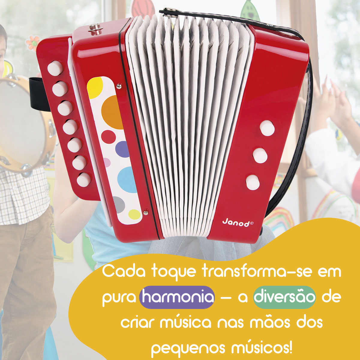 Acordeon Sanfona Instrumento Musical Infantil Confetti Janod - Tralalá ...