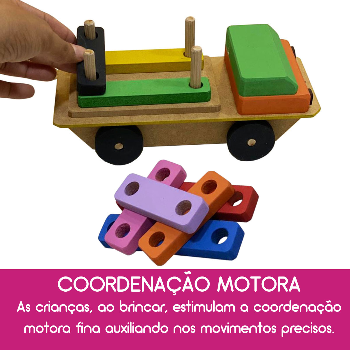 Caminhão Educativo Pedagógico com 6 Toras Coloridas em MDF - Tralalá 4 Kids