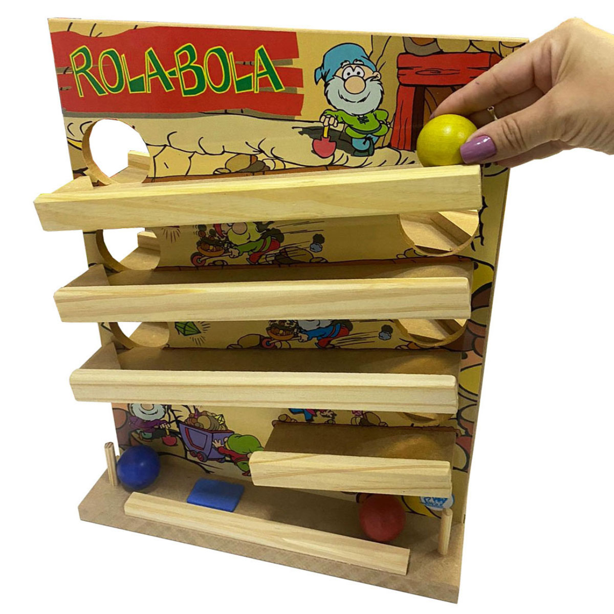 Rola Bola de Madeira Brinquedo Educativo - Tralalá 4 Kids