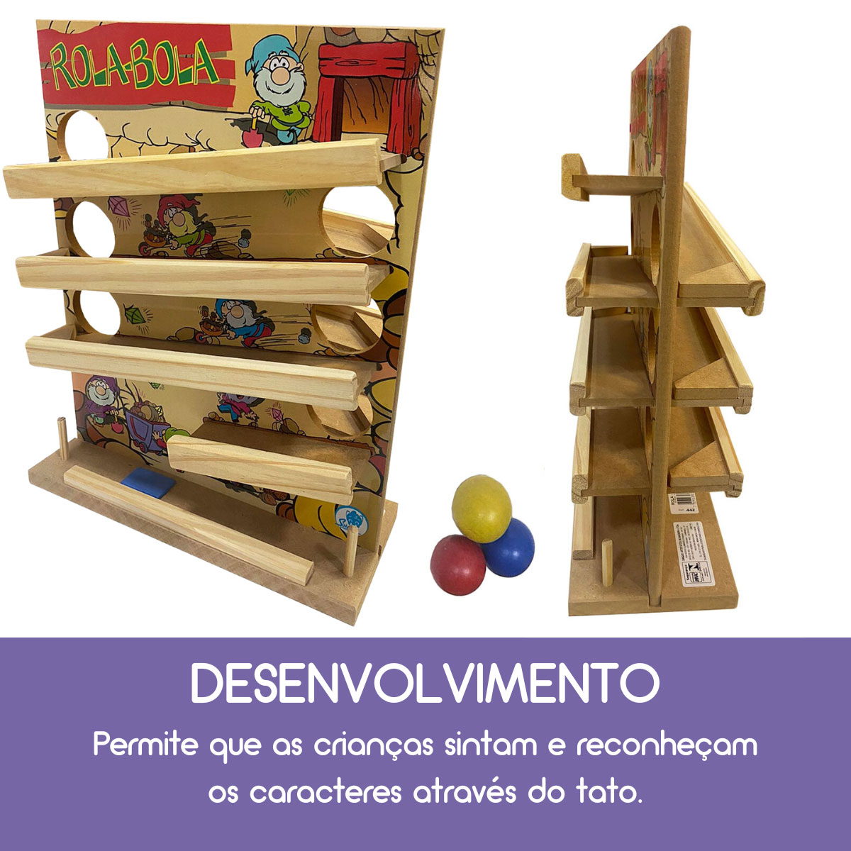 Rola Bola de Madeira Brinquedo Educativo - Tralalá 4 Kids