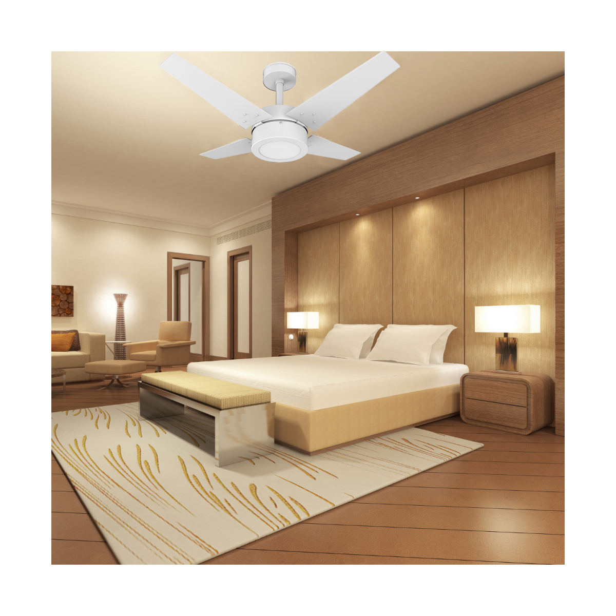 Ventilador de Teto Infinity Línea 1054 com LED e 4 Pás MDF Marrom ...
