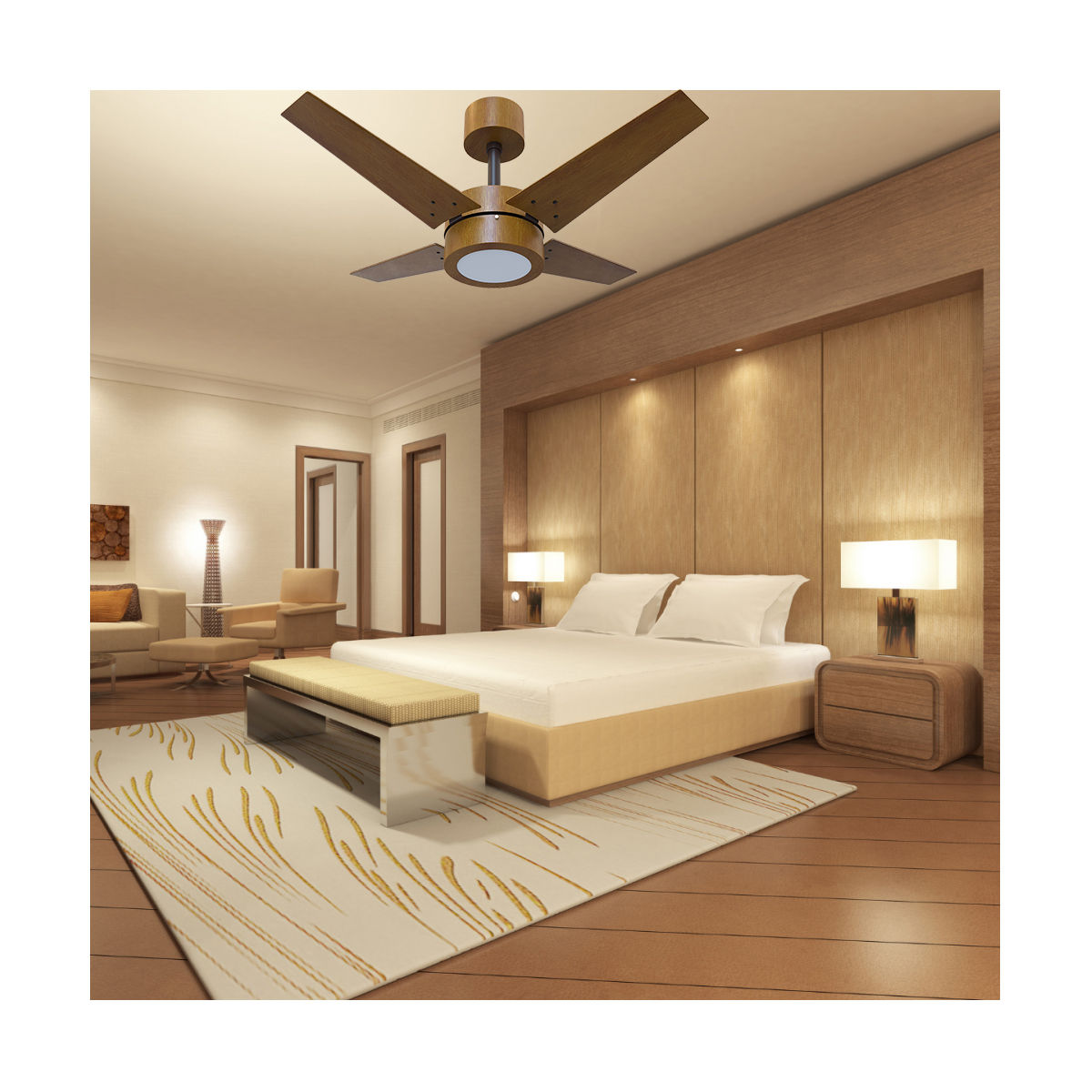 Ventilador de Teto Línea 1062 Embuia 4 Pás LED com Controle Remoto ...