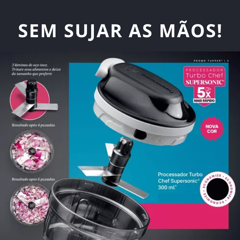 Tupperware Turbo Chef Supersonic 300ml Preto - Loja Tupperware ChefeWare